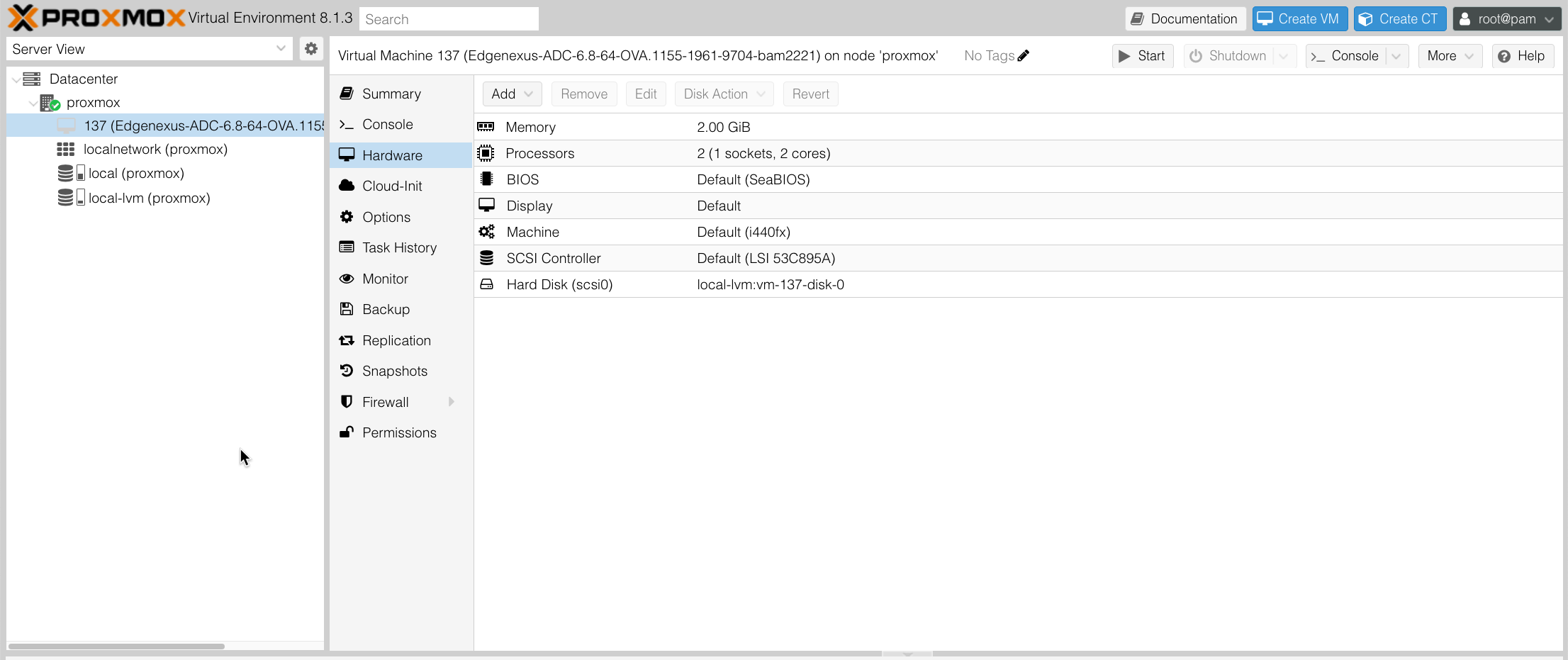 Installieren auf ProxMox