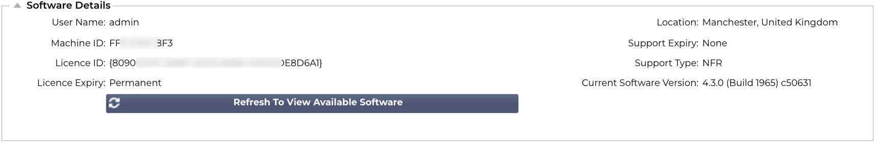 Dettagli sull'aggiornamento del software