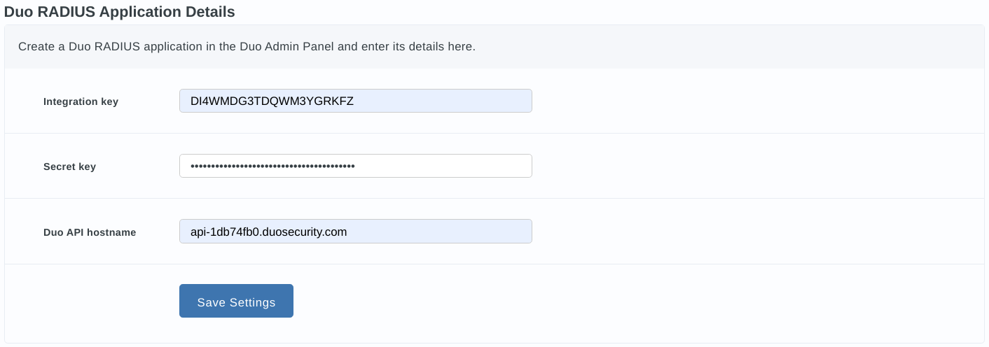 Duo RADIUS Application Details